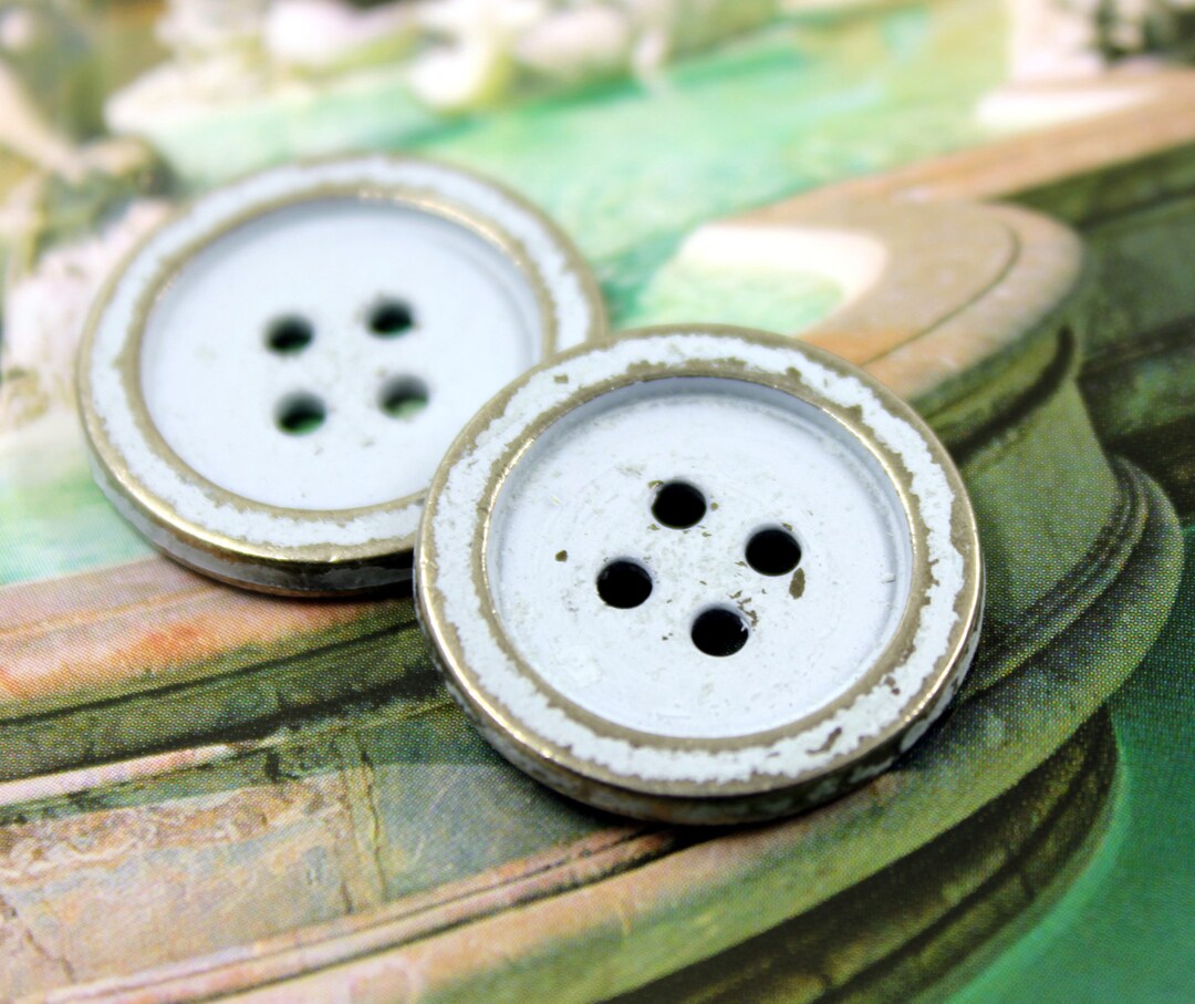 Metal Buttons Light Blue Painting Metal Buttons , Silver Color , 4 ...