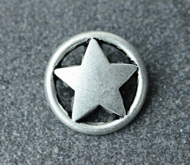 Star Metal Buttons Matte Silver Open Work Ring and Star | Etsy