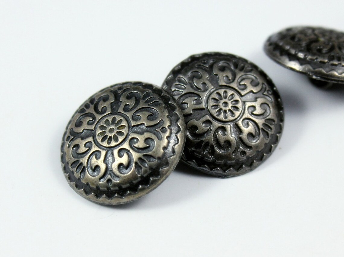 Metal Buttons Carpet Pattern Metal Buttons Gray Silver | Etsy