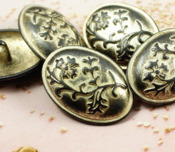 Metal Buttons Flower Metal Buttons Gunmetal and Lemon | Etsy