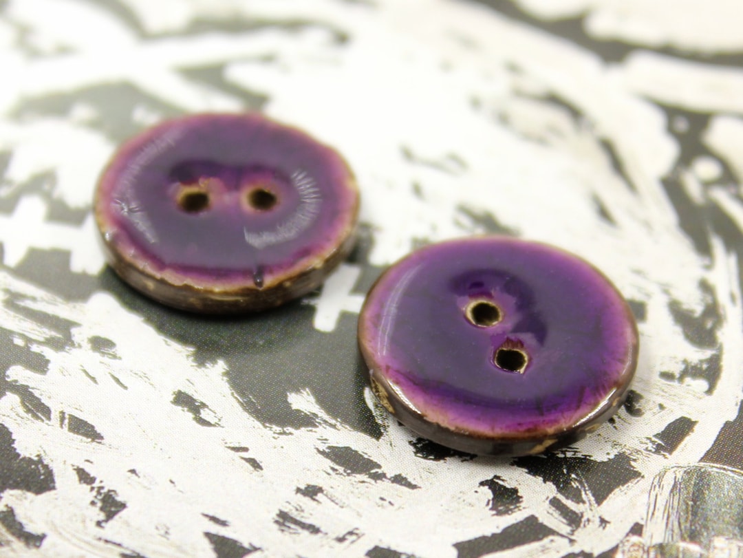 10 Pieces of Translucent Purple Enamel Buttons With Coconut Base. 0.71 ...