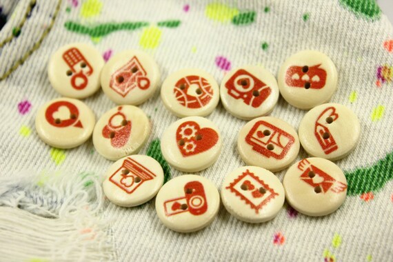 Wooden Buttons Mix and Match Love Message 14 Wooden Buttons. | Etsy