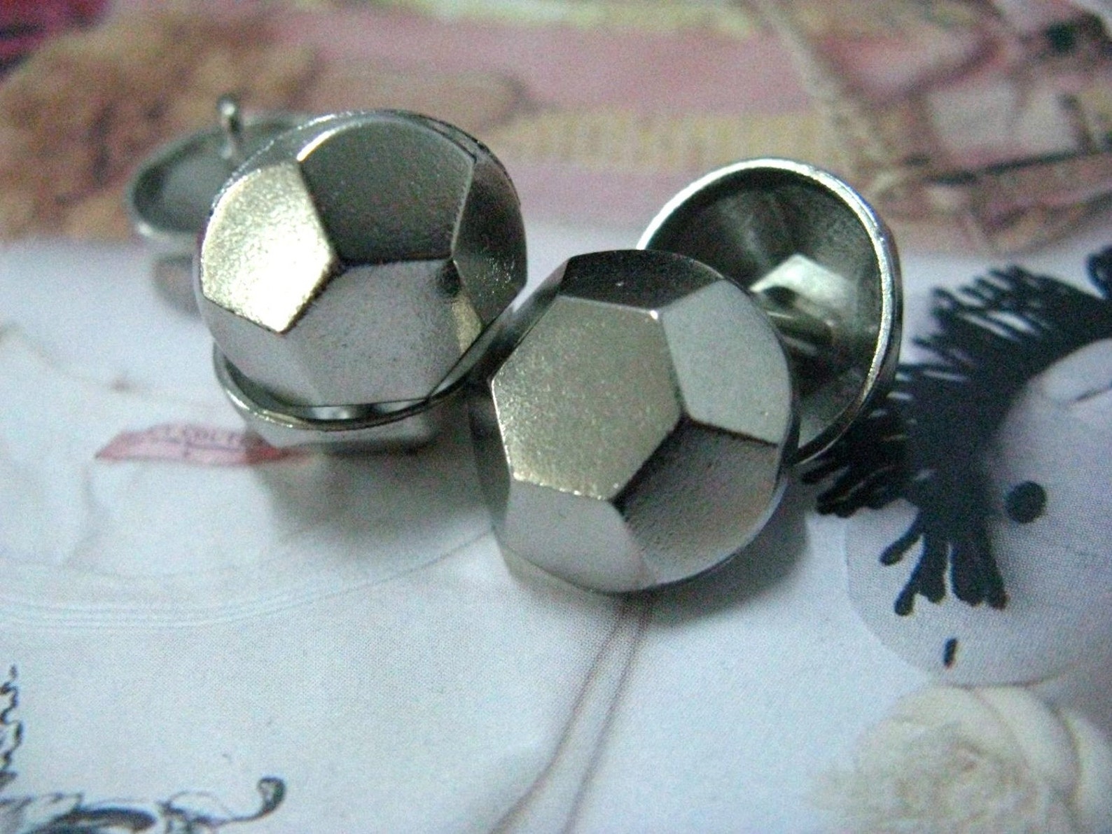 Metal Buttons Multi Facet Metal Buttons Silver Color - Etsy