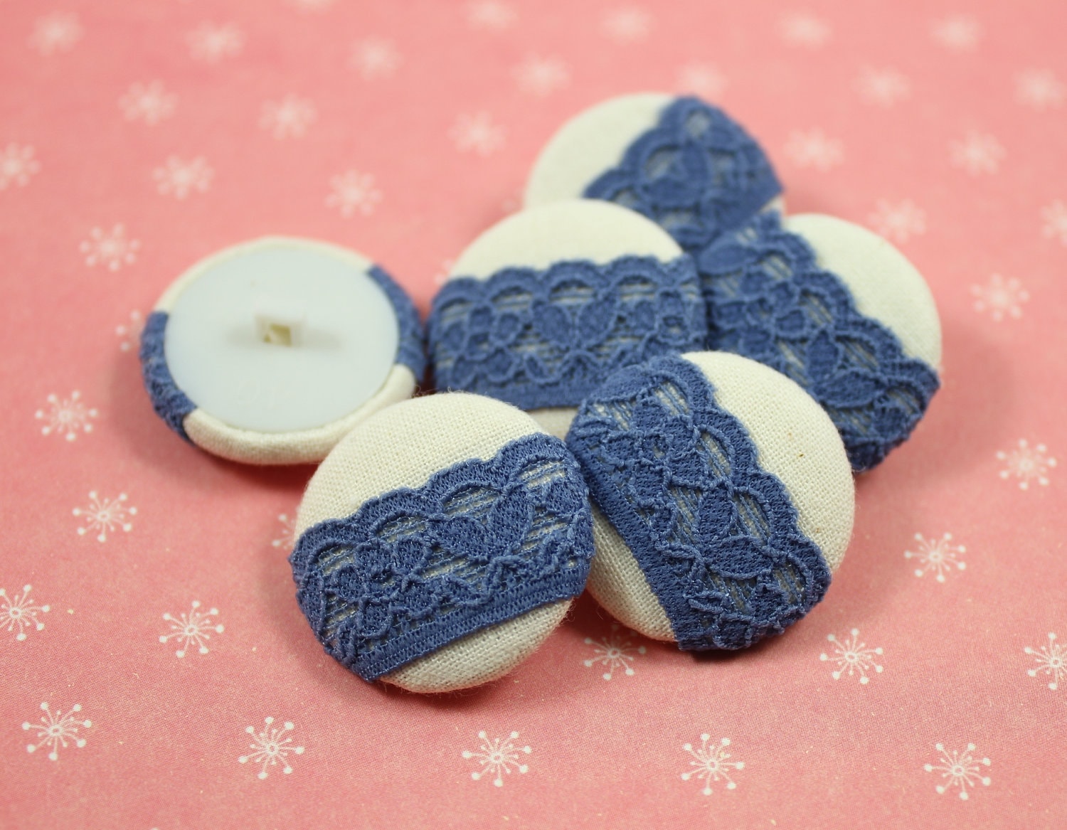 Lace Fabric Buttons Jeans Blue Floral Lace Fabric Buttons 1 - Etsy