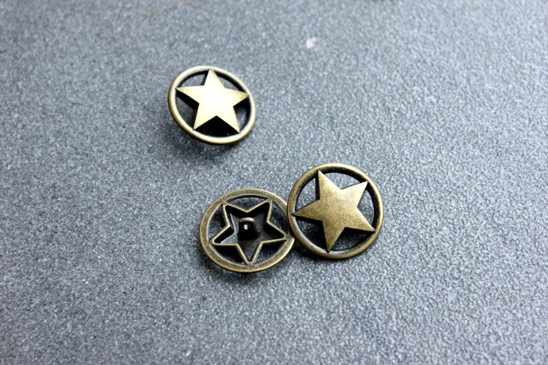 Metal Buttons - Ring Star Metal Buttons , Antique Brass Color ...