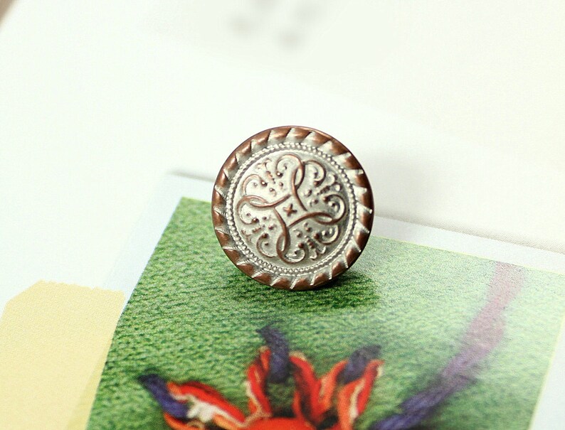 Wholesale Metal Buttons - Islamic Flower Metal Buttons , Copper White ...