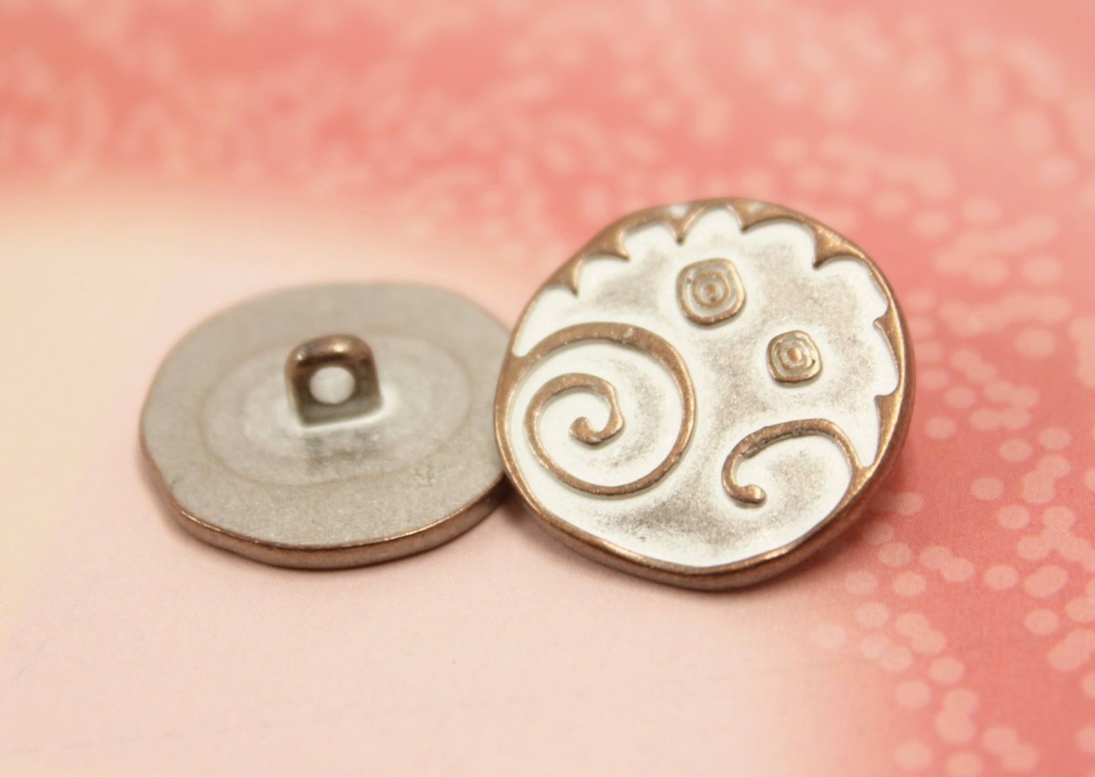 Metal Buttons Swirl and Circles Metal Buttons Copper White - Etsy