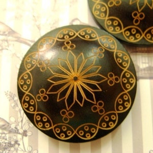 Large Wooden Buttons Japanese Style Center Bulge Brown Wood - Etsy