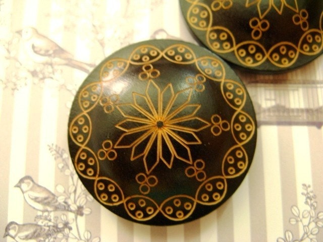 Large Wooden Buttons Japanese Style Center Bulge Brown Wood | Etsy