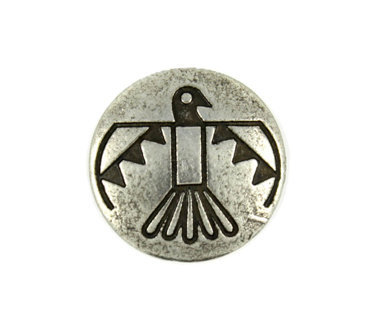 Metal Buttons - Aztec Bird Antique Silver Metal Shank Buttons - 18mm ...