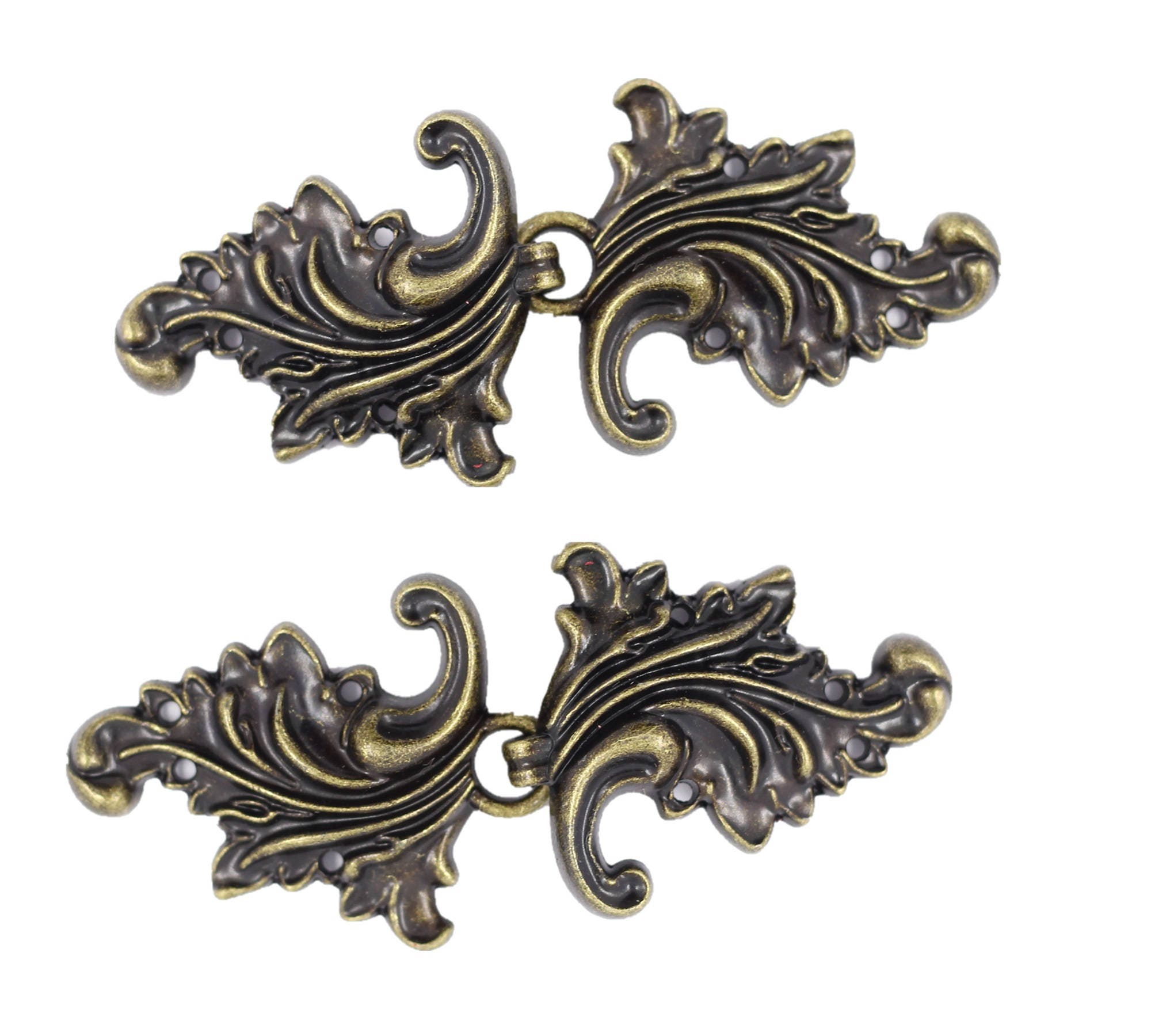 Cloak Clasp Fasteners Antique Brass Acanthus Leaf Asymmetric | Etsy