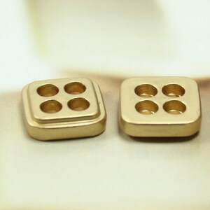 Metal Buttons - Square Solid Metal Buttons , Pearl Gold Color , 4 Holes ...