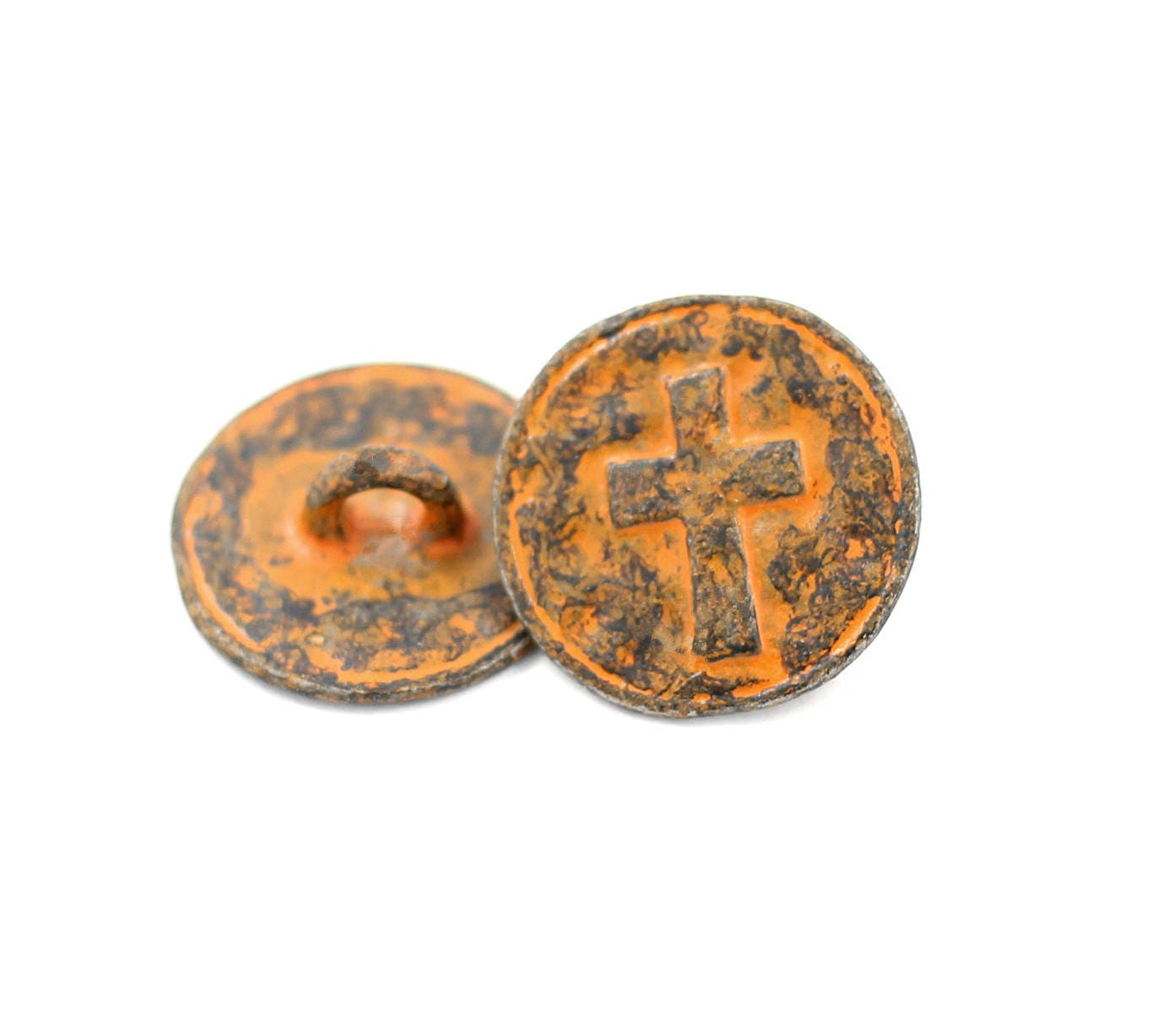 Patina Metal Buttons - Cross Heraldry Rust Patina Metal Shank Buttons ...