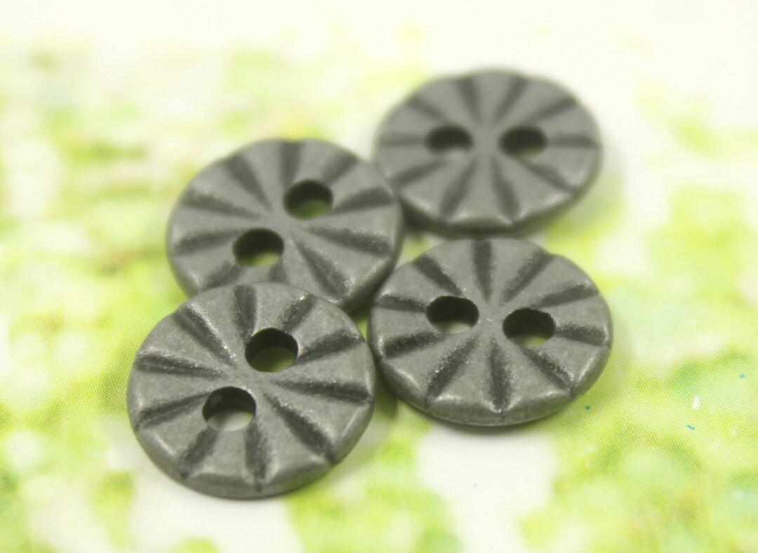 Metal Buttons - Radial Lines Metal Buttons , Dull Silver Color , 4 ...