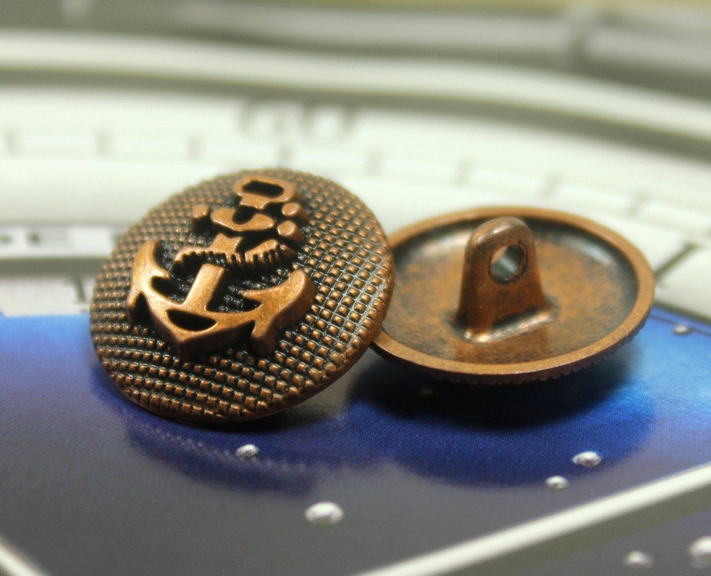 Metal Buttons - Anchor Metal Buttons , Copper Color , Shank , 0.79 Inch ...