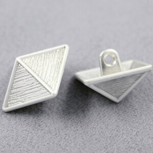 Metal Buttons - Square Cone Metal Buttons , Matte Silver Color , Shank ...