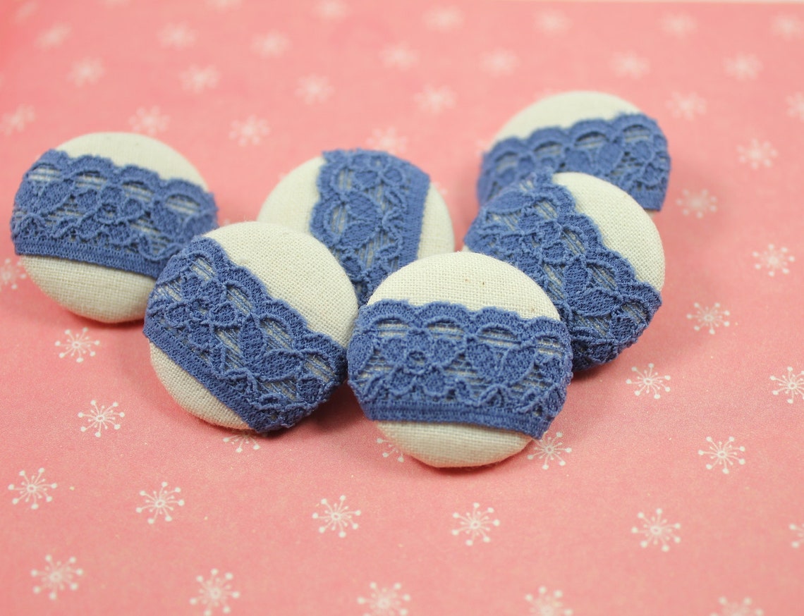 Lace Fabric Buttons Jeans Blue Floral Lace Fabric Buttons 1 - Etsy