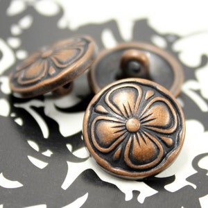Metal Buttons - Clover Metal Buttons , Copper Color , Shank , 0.59 Inch ...