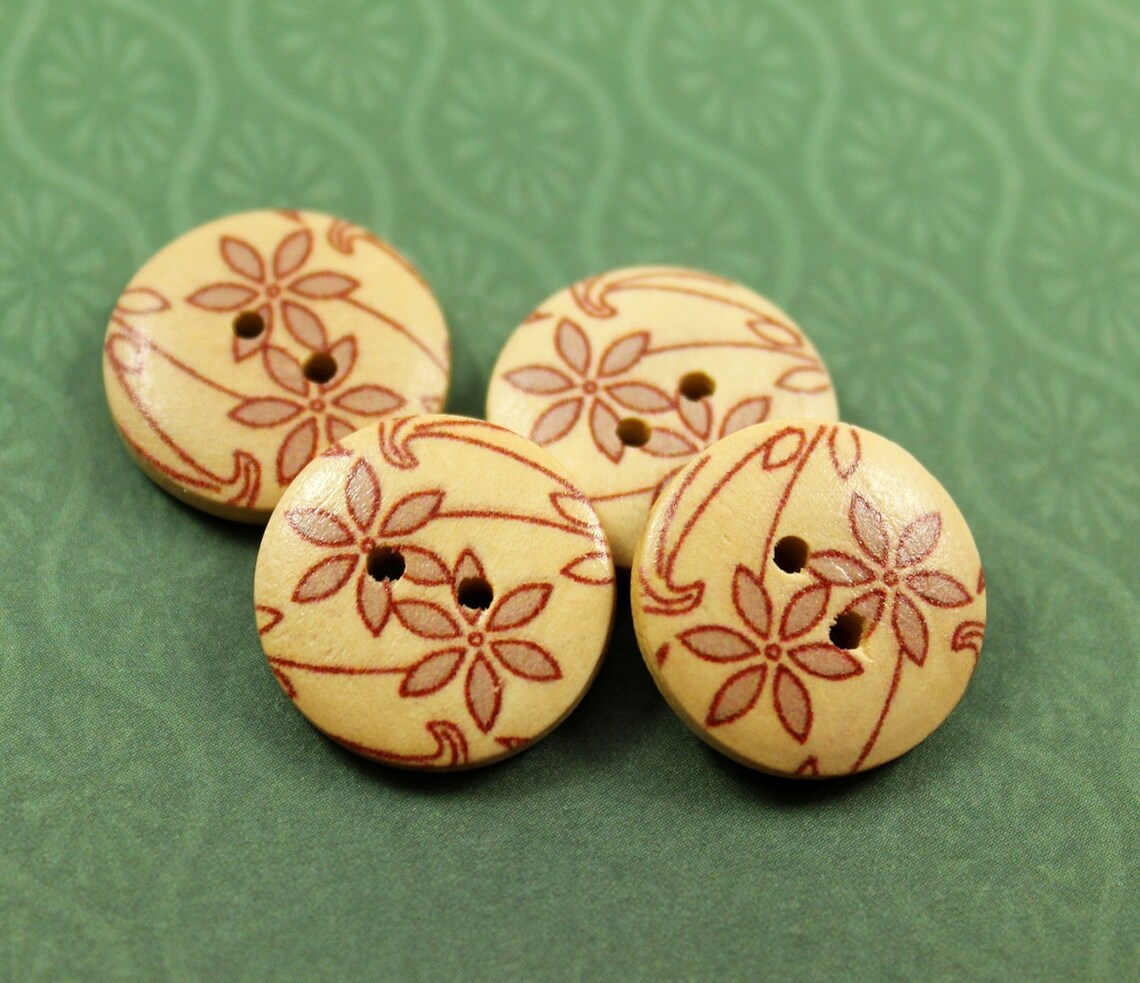 Wooden Buttons Japanese Style Natural Wooden Buttons With - Etsy