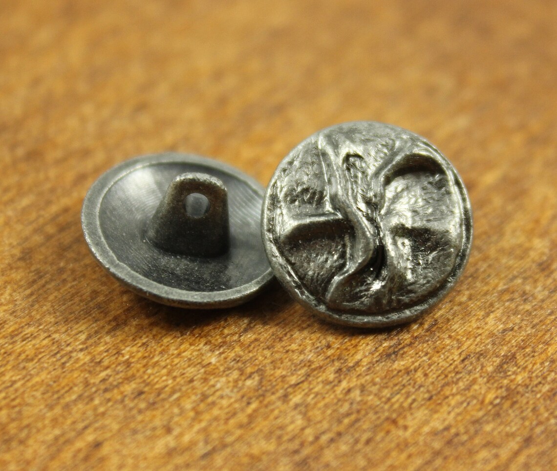 Metal Buttons Wrinkle Metal Buttons Gray Silver Color | Etsy