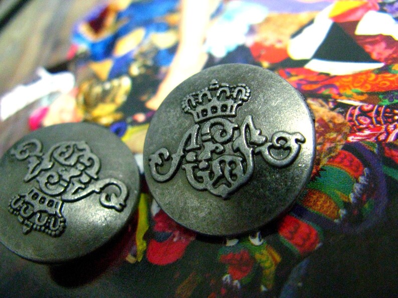 Metal Buttons Monogram Metal Buttons Gray Silver Color | Etsy
