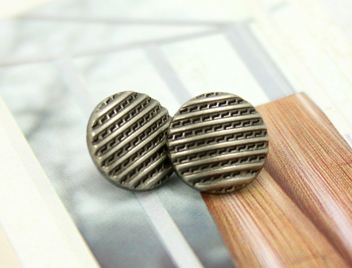 Metal Buttons Parallel Lines Metal Buttons Gray Silver - Etsy