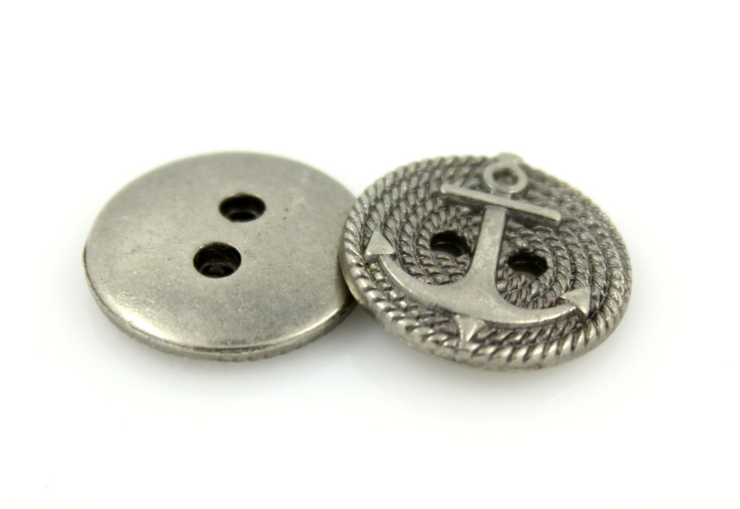 Metal Buttons - Hemp Rope and Anchor Metal Buttons , Gunmetal Color , 2 ...