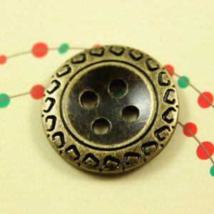 Metal Buttons - ZIG-ZAG Metal Buttons , Antique Brass Color , 4 Holes ...