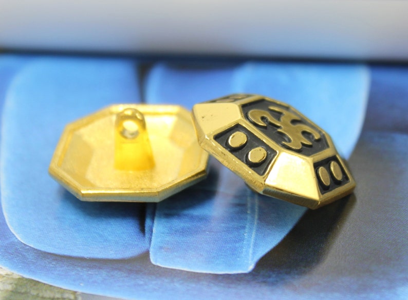 Metal Buttons - Octagon Shield Metal Buttons , Gold Color , Shank , 1 ...