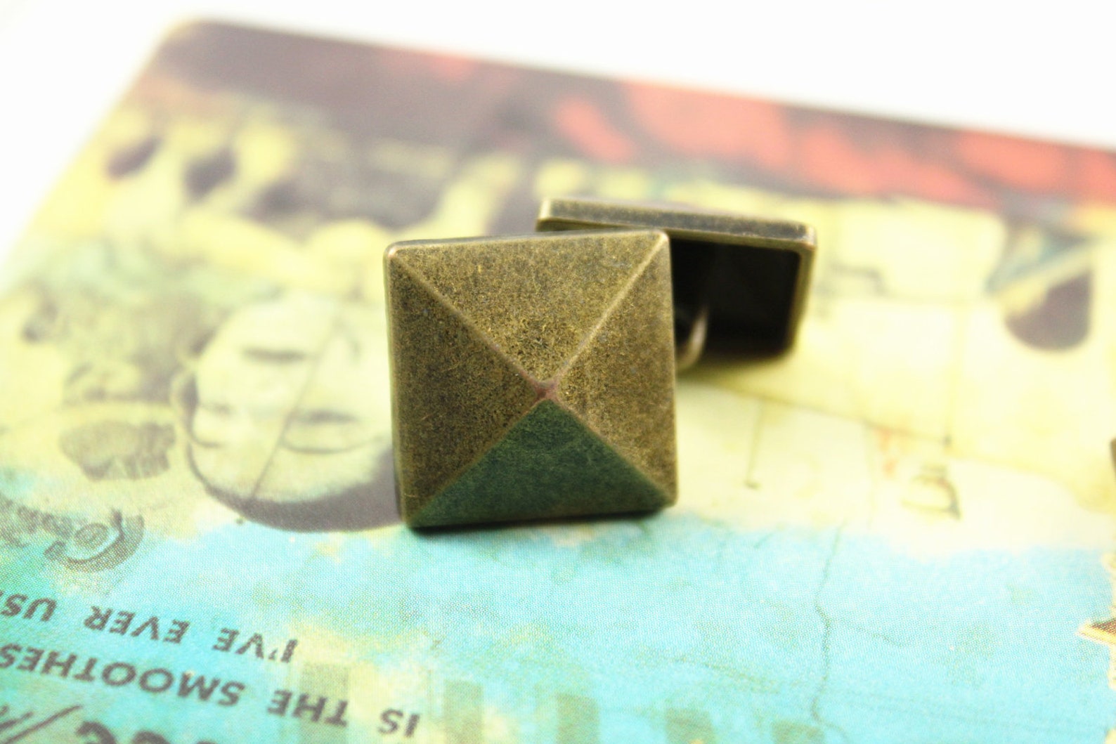 Metal Buttons Square Flat Cone Metal Buttons Antique Brass - Etsy