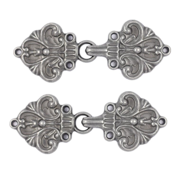Cloak Clasp Fasteners - Stunning Gunmetal Baroque Fleur-de-lis Swirl ...