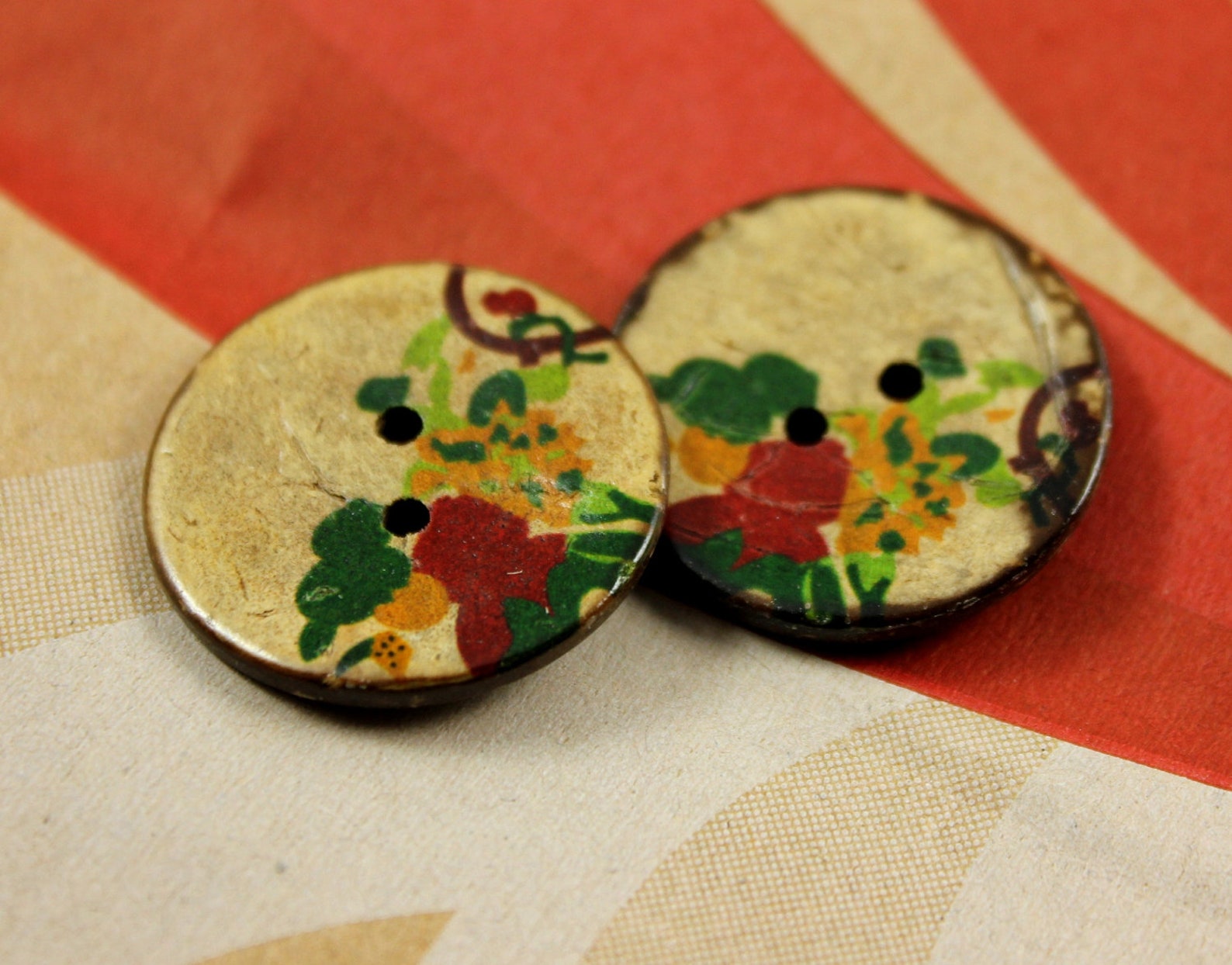 Flower Wooden Buttons - Aesthetic Peony Painting Wood Buttons, 1 Inch ...