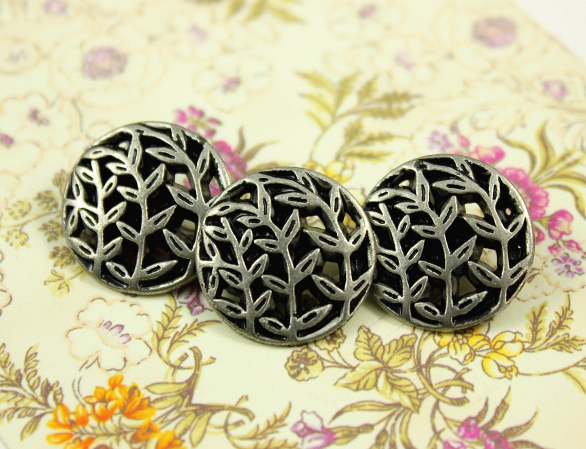 Metal Buttons Leaf Vines Metal Buttons Gunmetal Gray Color - Etsy