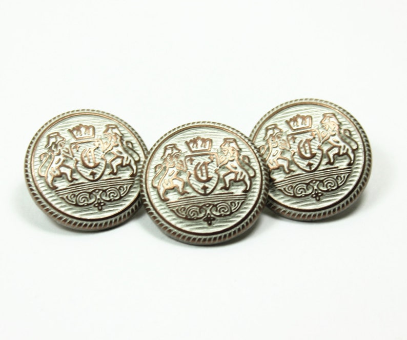 Metal Buttons Nordic Emblem Metal Buttons Copper White - Etsy