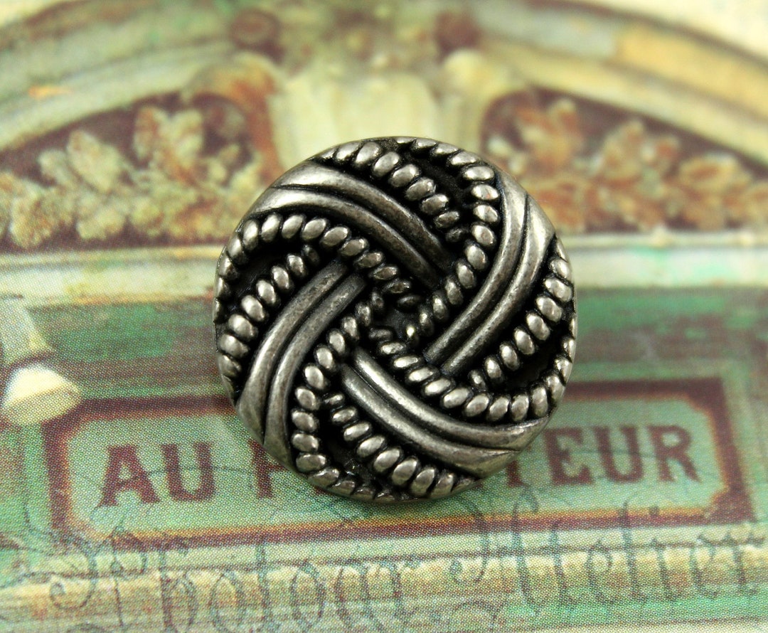 Metal Buttons Ribbon Knots Metal Buttons , Gray Silver Color , Shank ...