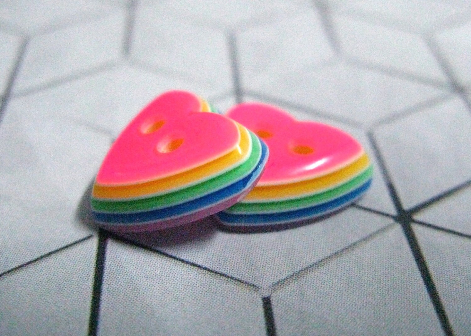 Lovely 10 Pieces of Multilayer Rainbow Heart Candy Buttons 2 - Etsy