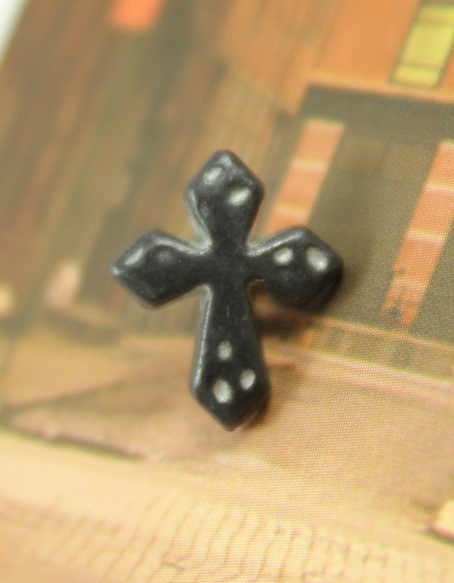Metal Buttons - Cross Metal Buttons , Black Bronze Color , Shank , 0.47 ...