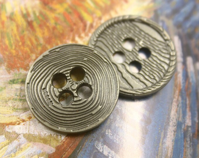Metal Buttons Swirl Metal Buttons , Gunmetal Gray Color , 2 Holes , 0. ...