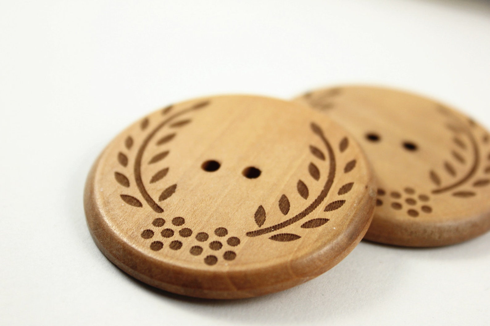 Large Wooden Buttons Shallow Carving Broad Leaf Grass - Etsy