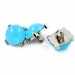 Metal Buttons - Bright Blue Bead Metal Buttons , Silver Base , Shank ...