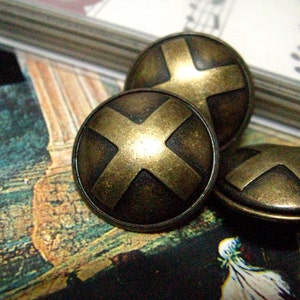 Metal Buttons - Balanced Cross Metal Buttons , Antique Brass Color ...
