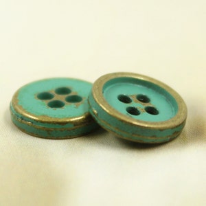 Metal Buttons - Cyan Painted Thicken Metal Buttons , Antique Brass ...