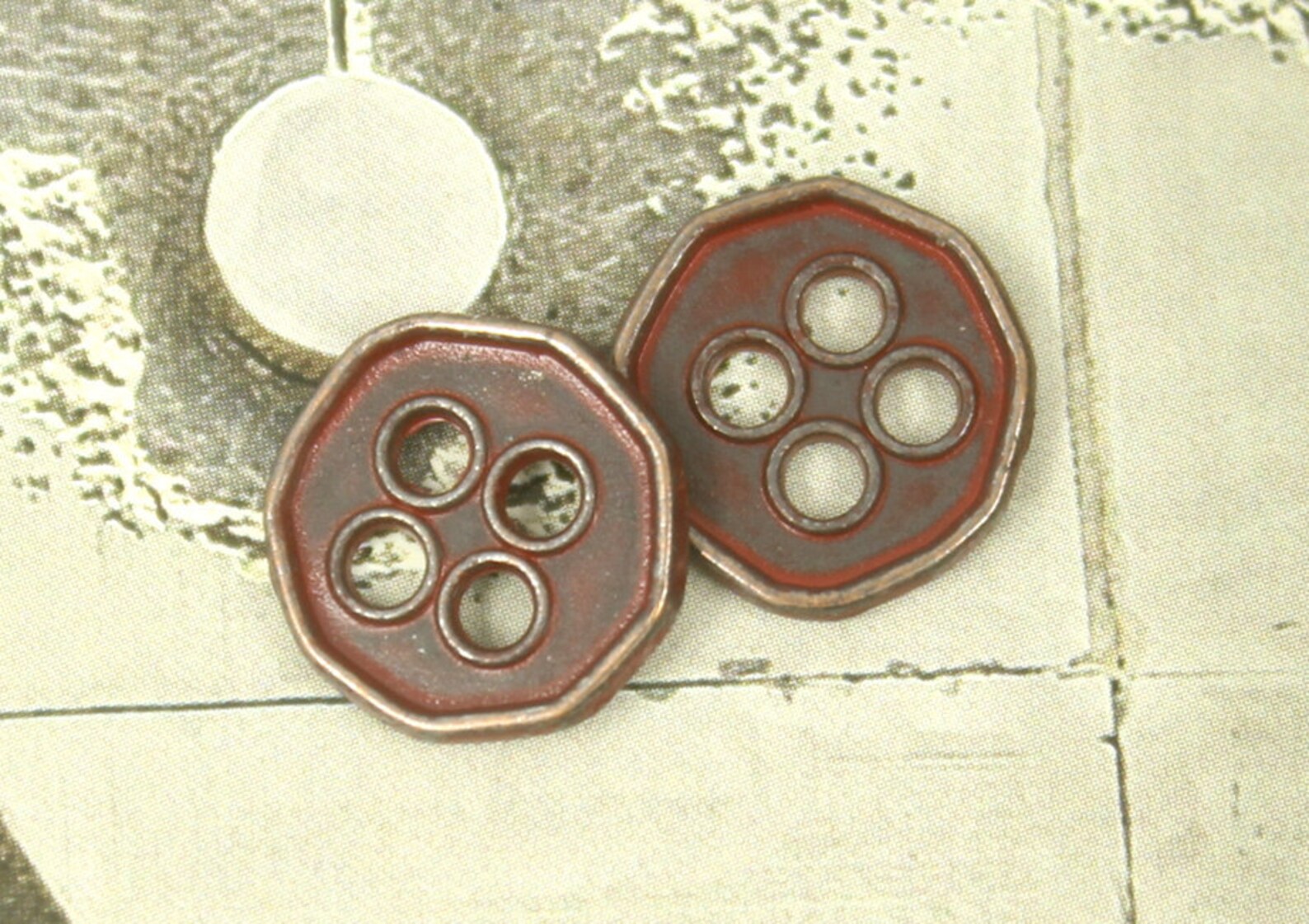 Metal Buttons Heptagon Dark Red Metal Buttons 4 Holes - Etsy