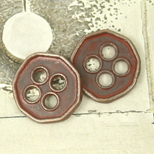Metal Buttons - Heptagon Dark Red Metal Buttons , 4 Holes , 0.43 Inch ...