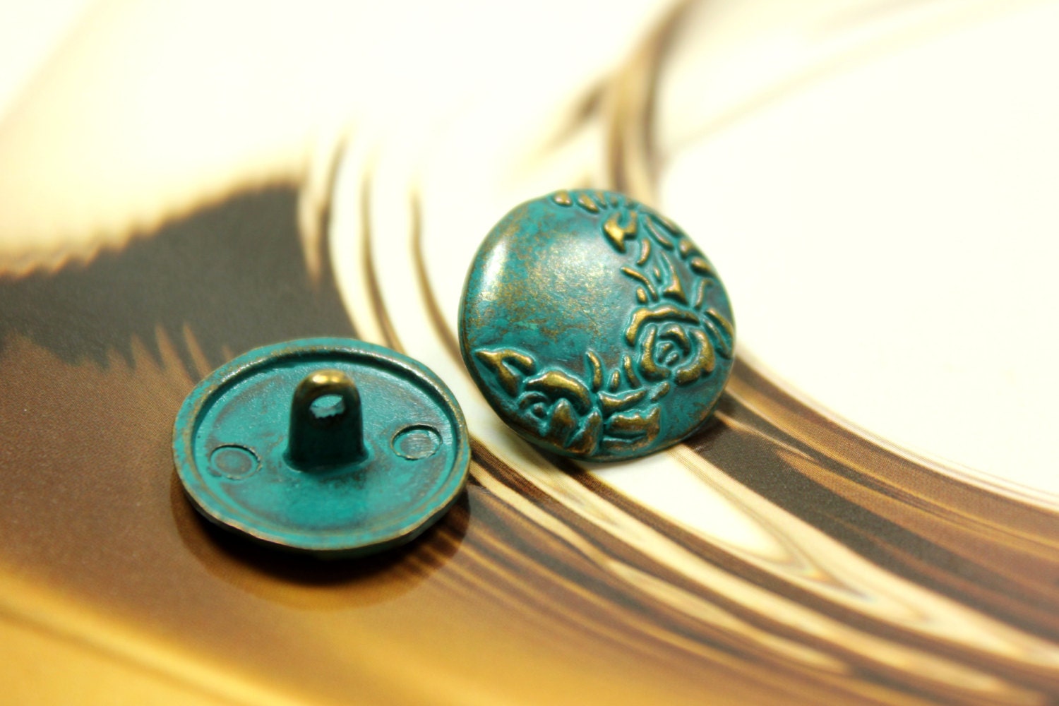 Metal Buttons Cyan Crescent Flower Metal Buttons Antique | Etsy