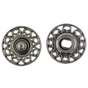 Flower Metal Snap Buttons , Gunmetal Color , Openwork , 0.87 Inch , 5 ...