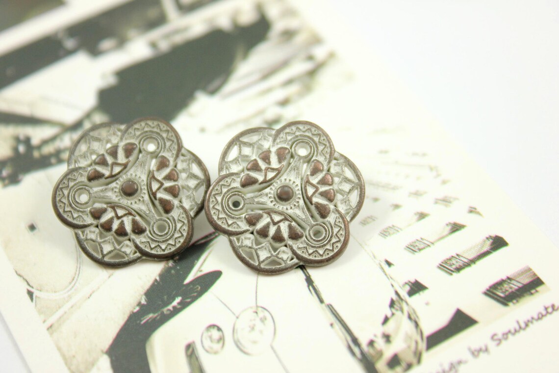 Metal Buttons Gothic Flower Art Metal Buttons Copper | Etsy