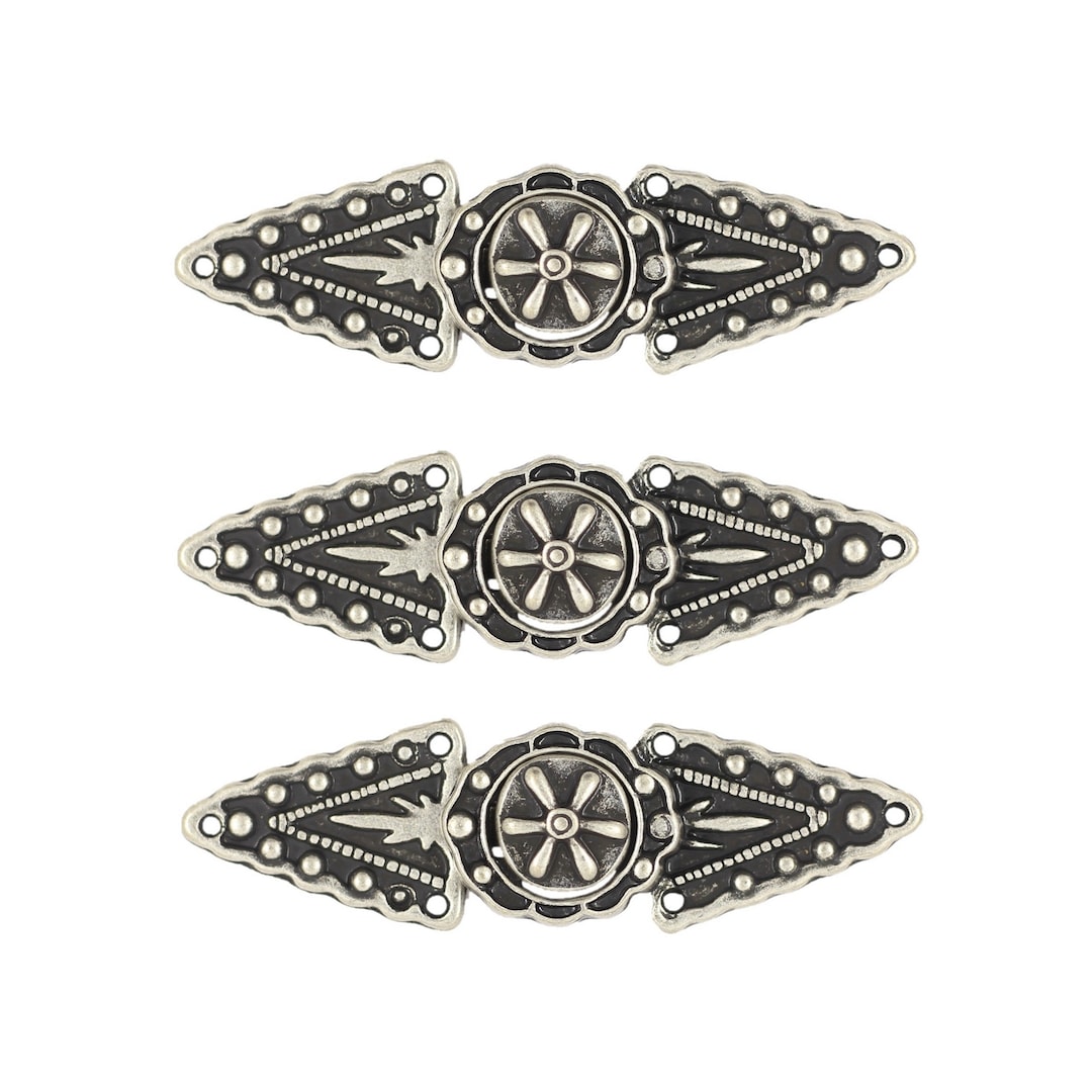 Cloak Clasp Fasteners - Antique Silver Triangles and Flower Cloak Clasp ...