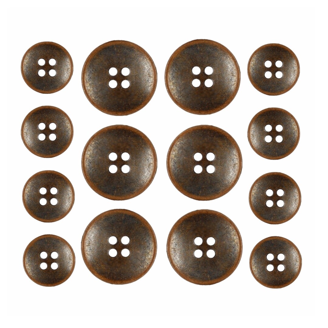 Double Blazer Button Set - Antique Copper Metal Hole Button Set. 6 Pcs ...