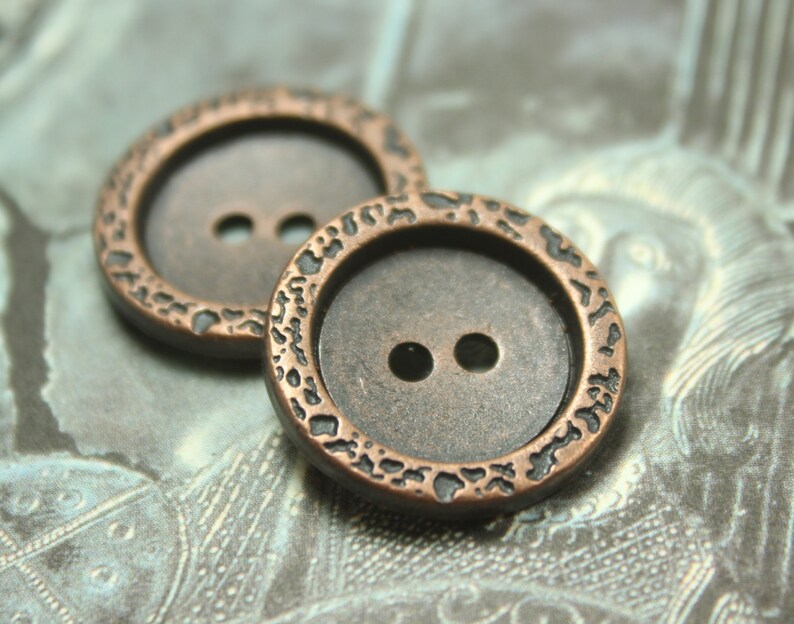 Metal Buttons - Stone Texture Border Metal Buttons , Copper Color , 2 ...